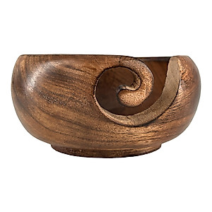 Earthly Home Wooden Yarn Bowl Handmade Yarn Bowl with Holes for Crocheting and Knitting Christmas Gift Crochet Accessories 5.5" x 3"