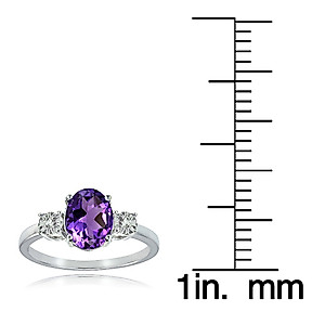 Ice Gems Sterling Silver African Amethyst and Oval Ring, Size 10