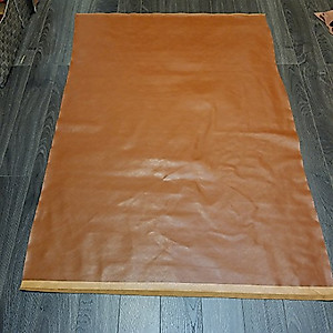 Tan Cognac Faux Leather Synthetic Pleather 0.9 mm Omega Calf Smooth Nappa 1 Yard 54 inch Wide x 36 inch Long Soft Smooth Vinyl Upholstery (Mid Brown) (1 Yard)