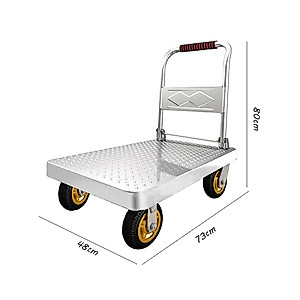 Platform Trucks,360 Degree Swivel Wheels, 225kg Capacity Foldable Push Hand Cart for Loading and Storage Garage Warehouse Moving Truck