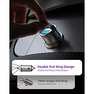 USB C Car Charger, [PD45W & QC45W]Dual Fast Ports Fast Charge Car Charger [All Metal & Mini]Cigarette Lighter Adapter for iPhone 14/13/12 Pro Max Samsung S22/21 Note20/10 Google Pixel, iPad Pro-Sliver