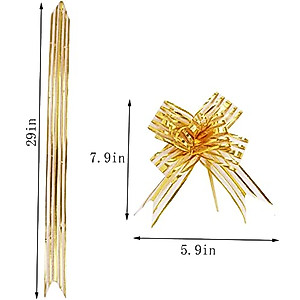 TIAMALL 30 Pcs 6 Inches Pull Bows Gift Wrap Bows Present Wrapping Pull Bow with Ribbon for Wedding Present Baskets (6 Inches Gold)