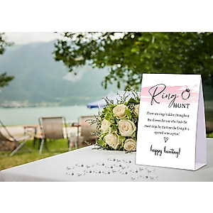 Pink Swash Ring Hunt Game, Find the Rings Bridal Shower Game with 30 Fake Rings, Modern Bridal Shower Decorations, Wedding Shower or Bachelorette Party Supplies - 05
