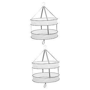 Cabilock 2pcs Double Clothes Basket mesh Bra Grey Towels Gray Towels Laundry Drying Rack Collapsible Towels Drying Hanger Collapsible Drying Rack Towels Drying mesh net Bras Drying net Grid
