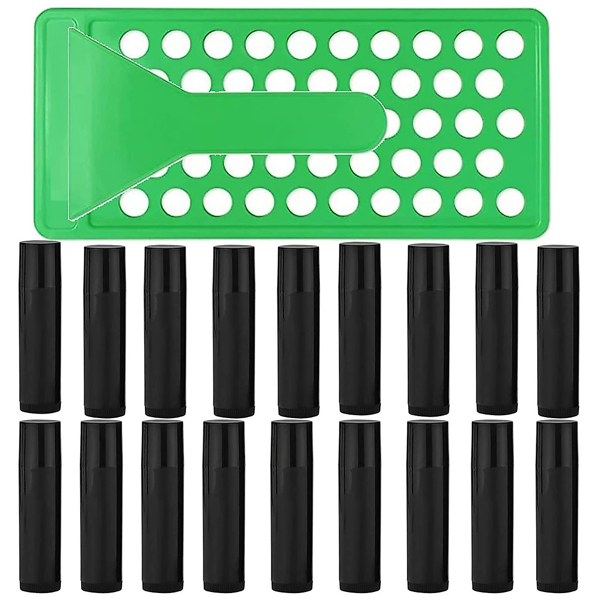 NUANNUAN Lip Balm Crafting Kit, 50 Pieces Empty Lipsticks Filling Tubes Mold Handmade Set Pallet with Scraper, DIY Lip Care Balms Making Tray and Spatula for Women Girl Cosmetics Makeup, Black