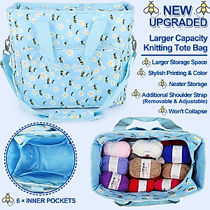 Coopay Crochet Tote Bag Large Capacity Knitting Bag, Portable Yarn Storage Bag for All Knitting Crochet Supplies, Knitting Organizer Bag for Beginners Adults Youth/Knitting Crochet Lovers