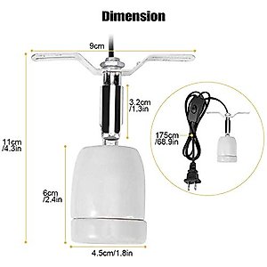 CHICIRIS 300W Reptile Heat Lamp Socket, 360° Rotatable Heating Light Adjustable Bracket Kit with One-Button Switch, E26/E27 Ceramic Lamp Holder, for Aquarium, Lizard, Tortoise, Snake (Without Bulbs)