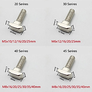 T Bolt Set Screw Bolt Fastener Tool for T-Slotted Aluminum Extrusion Nickel Plated Carbon Steel 40 Series M8X35mm 30PCS