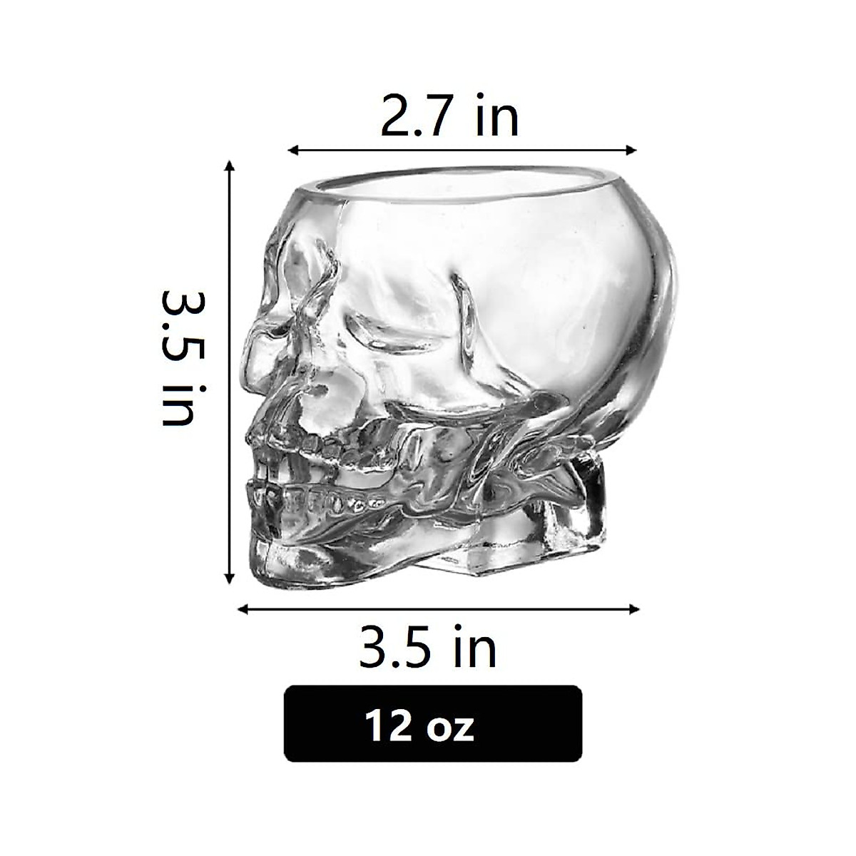 USEEKRIL Funny skull Wine Glass,Drinking Glass,Large Glasses,Vodka Spirits Cup Glass,Gift,Engraved Design,New Crystal Skull Cup,Halloween Decorations Gifts(350ML)