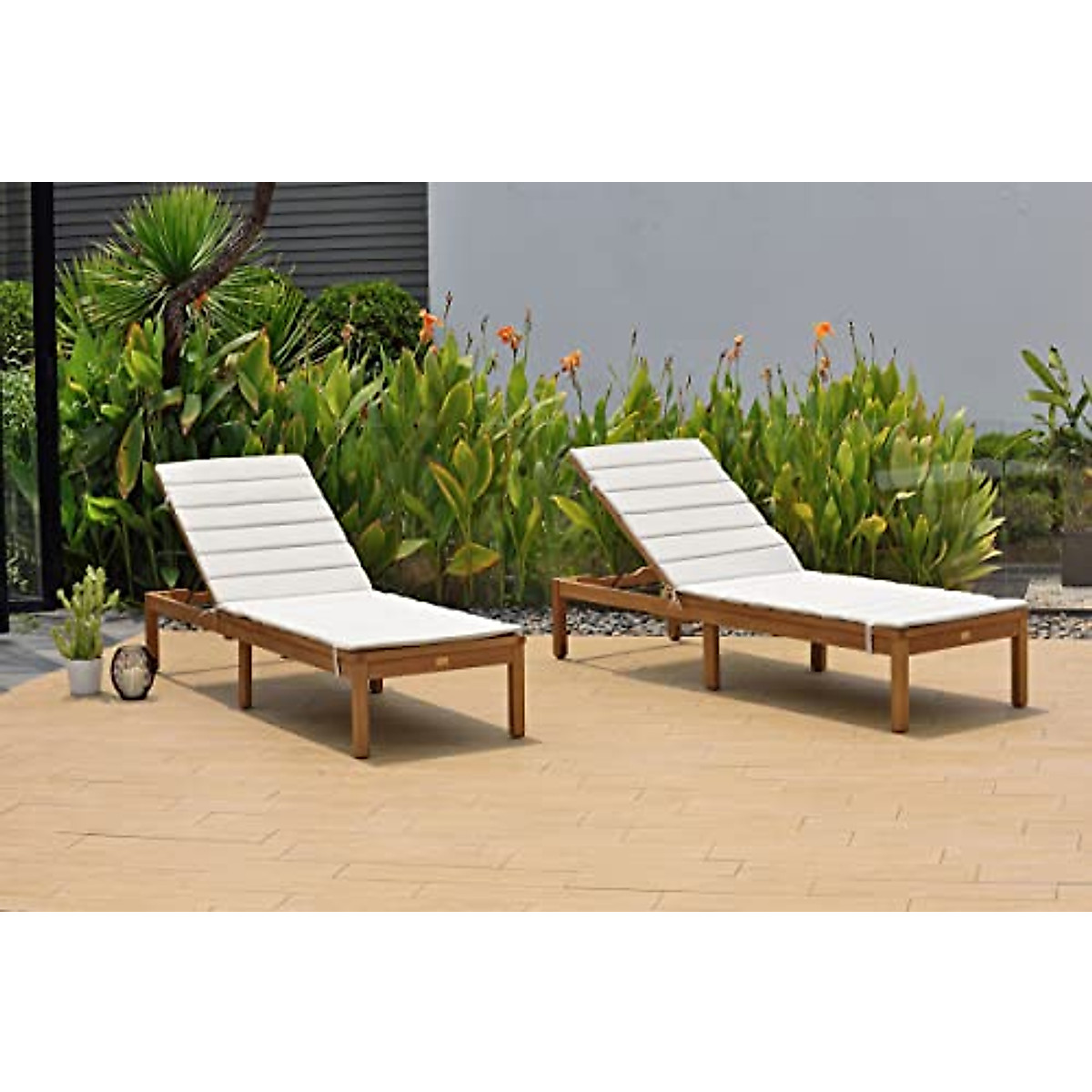 Amazonia Regatta Patio Chaise Lounger | Durable outdoor furniture with Teak Finish | Grey Cushion