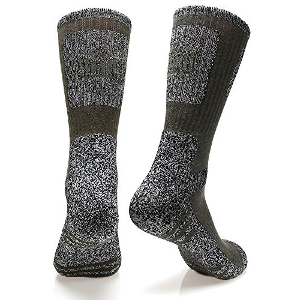 MIRMARU M202-Medium-Men's 5 Pairs Multi Performance Outdoor Sports Hiking Trekking Crew Socks (2Black,2Olive,1Char)