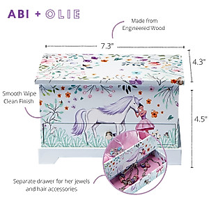 ABI + OLIE Ballerina Unicorn Jewelry Box for Girls & Little Girls Jewelry Box - Kids Jewelry Box and Girls Music Box - Musical Girls Jewelry Box Organizer - A great Unicorn Gift for Girls