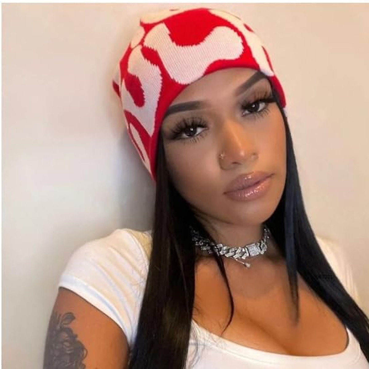 TaowaveWomen Beanie Y2k Hat,MEA Culpa Graphic Beanies Designs,Winter Hat Knit Skull Cap Gray Blue (Gray Blue)