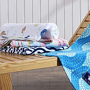 SCOUT Home | Oversized Beach Towel 100% Cotton, Ultra Soft & Absorbent, Fade-Resistant, Medium-Weight, 70 x 40, Waterworld