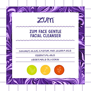 Indigo Wild Zum Face Gentle Facial Cleanser - Natural Skincare Product - Moisturizing Face Care with Coconut Oil, Olive Oil & Jojoba Oil - Lemon & Geranium Scent - 8 fl oz