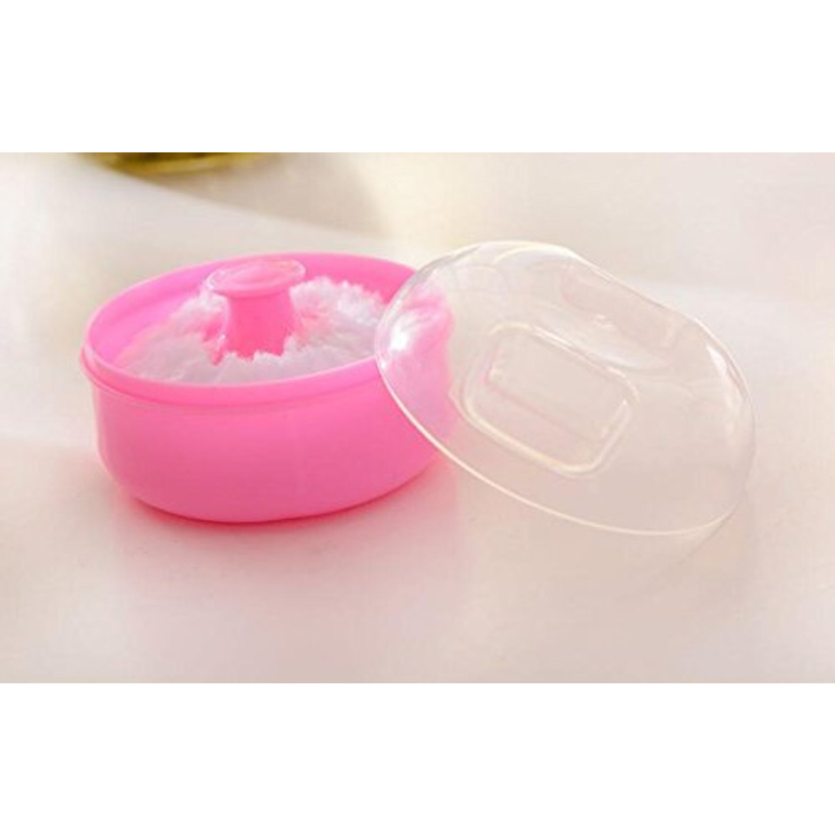 ericotry 2 Pcs Baby After-Bath Powder Puff Sponge Box Kit Dispensor DIY Make up Cosmetic Loose Powder Jar Container Case (Pink)
