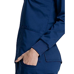 Cherokee Women Scrubs Top Workwear Revolution Tech Long Sleeve V-Neck WW855AB, L, Navy
