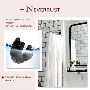 Closet Rod Brackets 1 Inch Heavy Duty Metal Closet Rod End Support Pole Sockets Wardrobe Flange Set Black Closet Rod Holders U Shaped Stainless Steel Shower Curtain Rods Holder 4 Pack