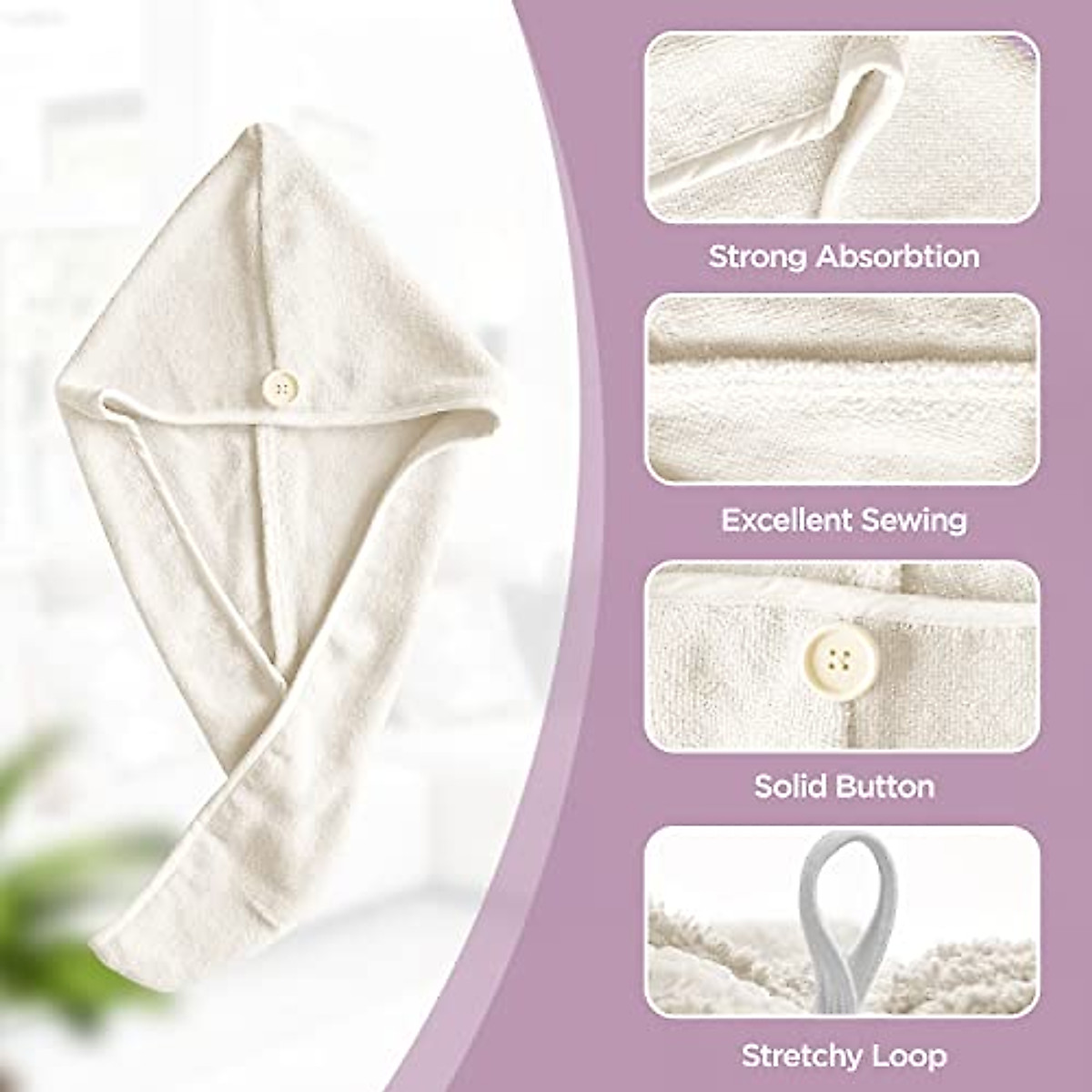 Cotton Head Towel | Pink Headband | Spa Set Towel Wrap and Makeup Headband | Easy Use| Good Water Absorption | Quick-Dry Head Towel Wrap for Women |