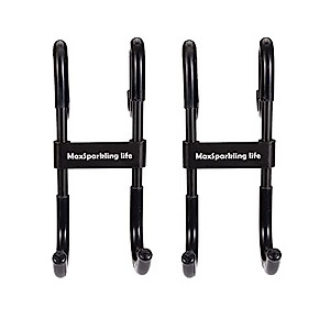 MaxSparkling life 2 Pack Shower Glass Door Hooks, Stainless Steel Double Hook Design, with Silicone Cover to Prevent Scratch, Black Hooks for Bathroom Glass Door Shower Door Hanging Towels, Bathrobes