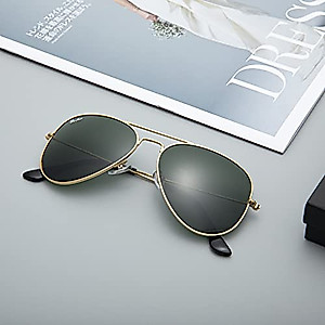 Pro Acme Classic Polarized Aviator Sunglasses for Women Men, Driving Sun Glasses Polarized Lens Lightweight Metal Pilot Frame UV400 Protection (Gold | G15 Green Lens | With Logo)