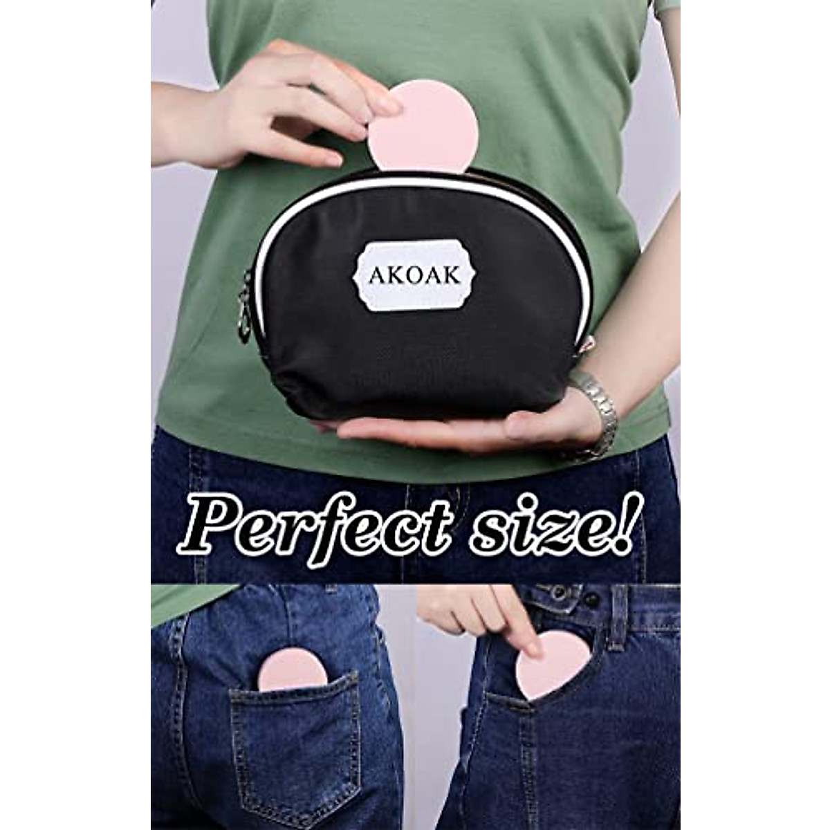 AKOAK Capacity 10 ml(0.33 oz) No Leaks Empty Reusable Plastic Loose Powder Compact Container DIY Makeup Powder Case with Sponge Powder Puff,Elasticated Net Sifter and Pink Threaded Screw Lid