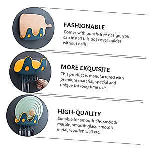 ARTIBETTER 2pcs Hook Rack Adhesive Wall Hooks Rack no Drilling kithen Hook self Adhesive pan Cover Racks Cutting Board Holder Kitchen Pot Lid Holder Wall-Mounted Lid Rack Clothes Hanger Stand