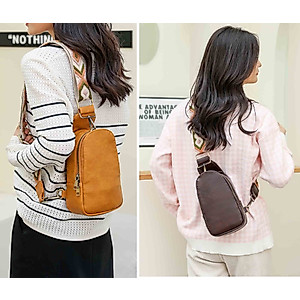 Baolab Cute Women Sling Chest Bag Small Crossbody Wide Guitar Shoulder Strap Satchel Daypack for Lady Shopping Hiking Fashion (Green)