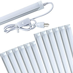 HOLDWILL 12 Pack LED Shop Light Fixture, 5FT 30W 6500K, Cool White, Milky Cover, Hight Output, Linkable Shop Lights for Workshop, T8 LED Tube Lights, LED Shop Lights for Garage 5 Foot with Plug Cable