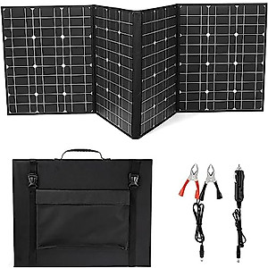 CAJUCA 150W Portable Solar Panel, 18V Foldable High Power Solar Charger, Photovoltaic Power Panel for Outdoor Camping RV Off Grid System
