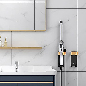 DODAMOUR 2 Pack Wall Mount Curling Iron Holder, Hair Curler Storage Organizer Stand, Hairdressing Hanging Rack for Flat Irons, Curling Wands, Hair Straighteners, Combs (Black Gold)