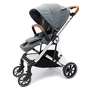 Icon Baby Stroller - Compact Stroller for Travel with Adjustable Footrest, Ventilated Canopy and Reversible Seat - by Primo Passi (Grey Melange)