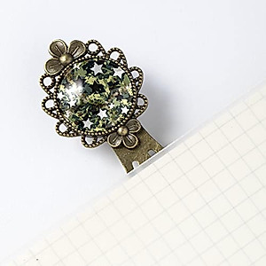 Camouflage Green Retro Star White Vintage Bookmark Gift Box Set for Students Teachers School Library Page Holder with Crystal Glass