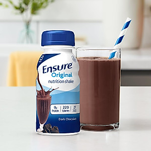 Ensure Original Dark Chocolate Nutrition Shake | Meal Replacement Shake | 24 Pack, Plastic Bottle, Liquid