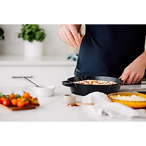 Milo by Kana 10-Inch Enameled Cast Iron Skillet | Nonstick Pre-Seasoned Cast Iron Grill Pan | Oven Proof and Dishwasher Safe | Cast Iron Cookware (Gloss Black)