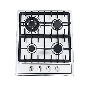 4 Burners Gas Stove Top, 23 inches Gas Cooktop, Stainless Steel Cooktop Cast Iron Grates Gas Stovetop with Thermocouple Protection and Easy to Clean