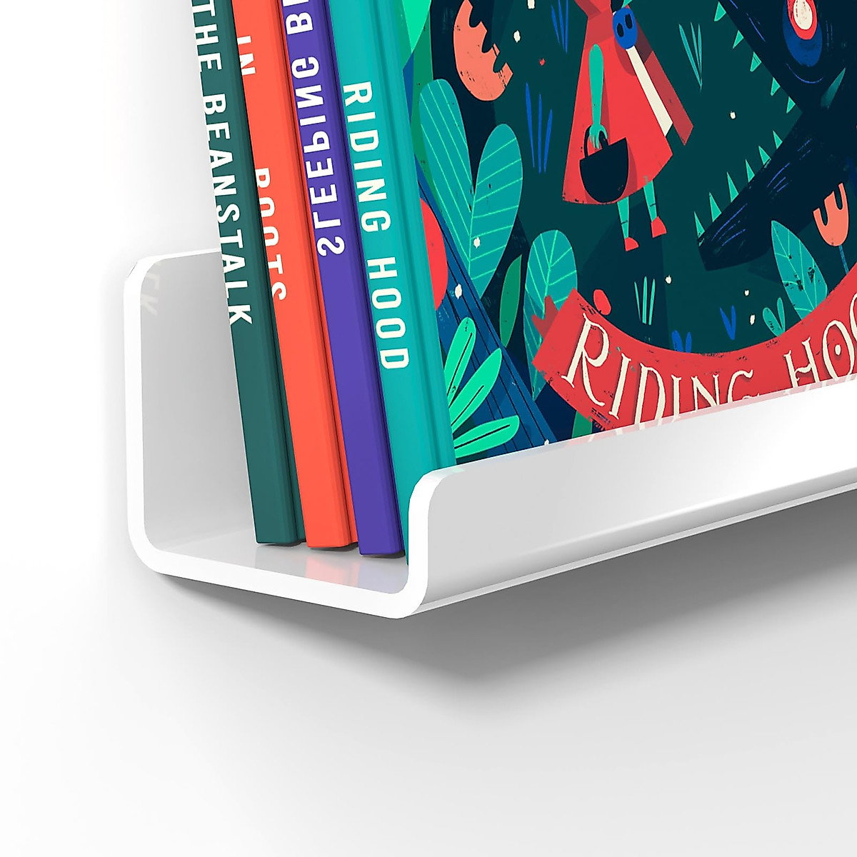 NiHome Set of 2 Magnetic Acrylic Floating Book Shelves, 24 Inches Long for Whiteboard, Classroom and Fridge Storage, Holds Up to 8.5 lbs, Sleek Design Organizer for Large Picture Adhesive (White)