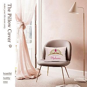 Personalized Princess Crown Pillowcase with Names Custom Text Printed Fun Bedroom Decor Pillow Cover for Children Girls Boys Men Women