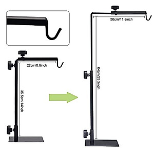 APlayfulBee Reptile Lamp Stand Metal Floor Light Holder Lamp Support Adjustable 14-25.2 Inch for Terrarium Heat Lamps Turtles Lizards Snakes Amphibians