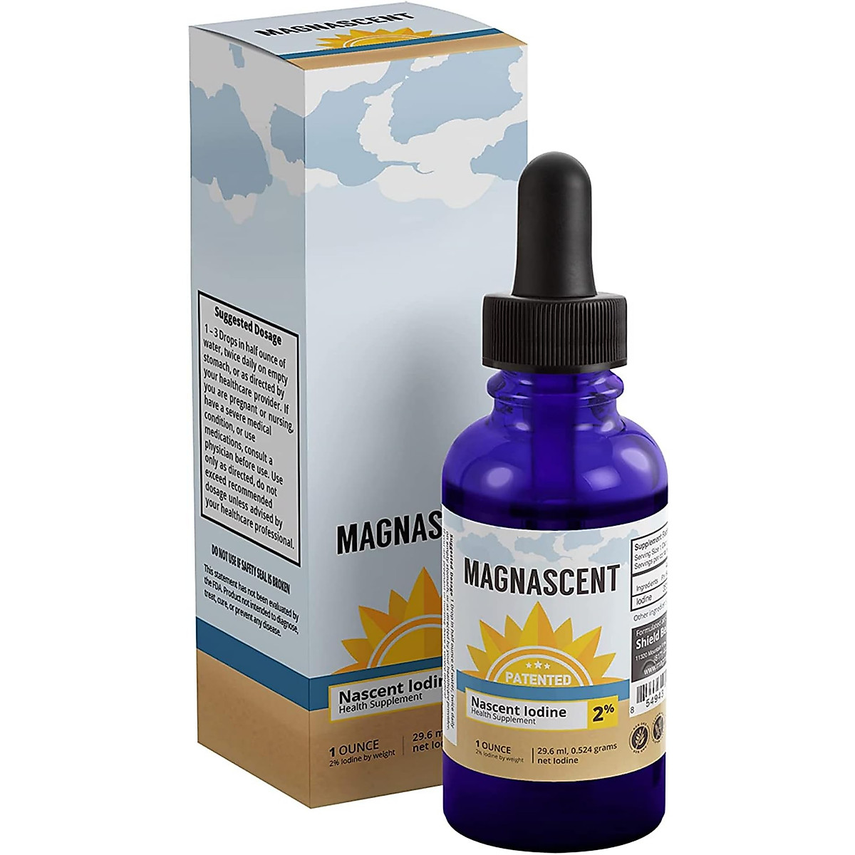 Magnascent Nascent Iodine Organic Daily Health Supplement High Potency 2% Concentrated Liquid Iodine Drops Supports Energy & Metabolism (1oz/30ml)