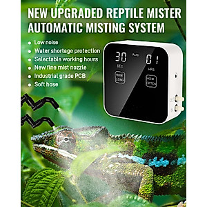 Reptile Humidifiers, Reptile Misting System, Reptile Mister Automatic with Timer, Terrarium Mister for Reptiles, Amphibians, Plants, Tank, Paludarium and Vivarium