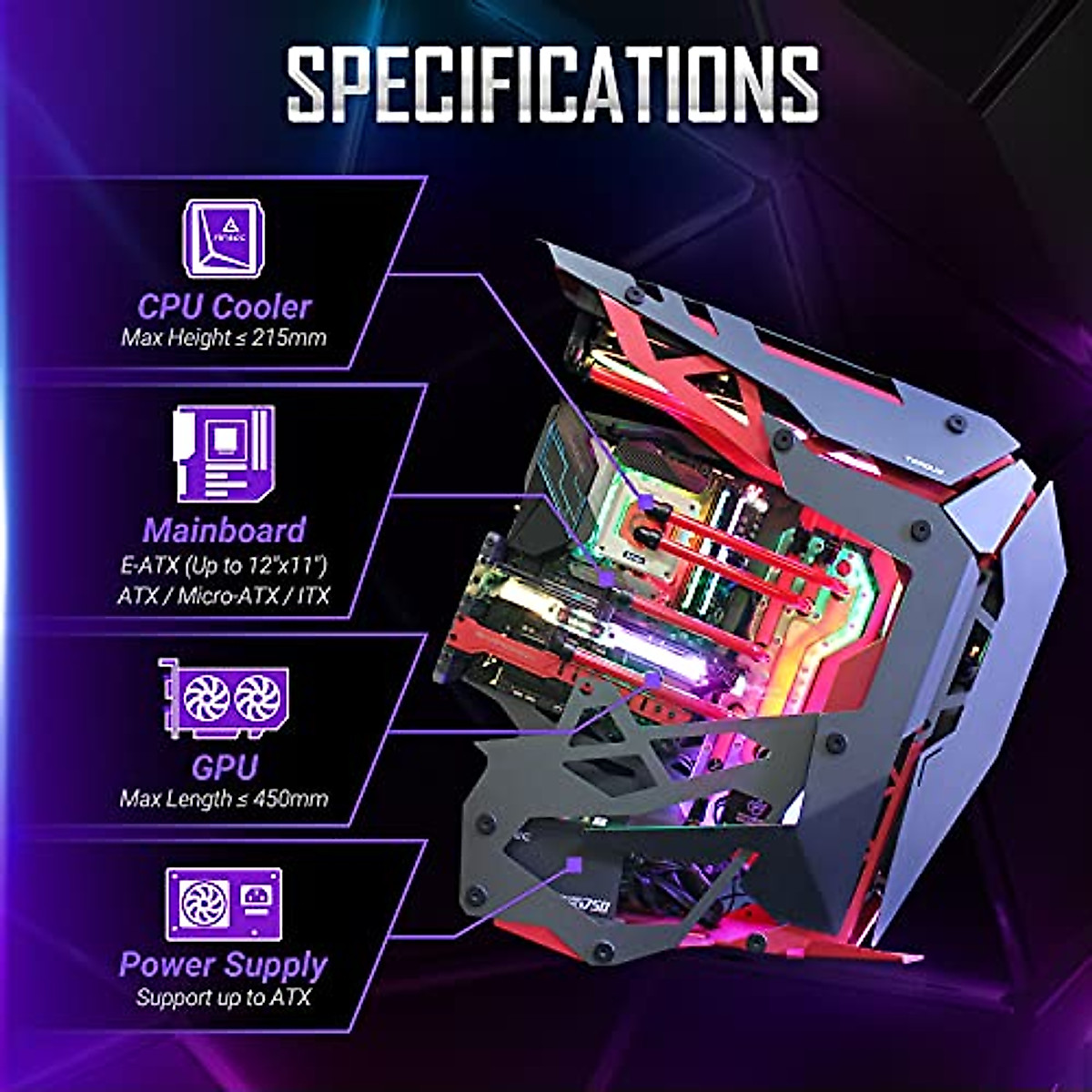 Antec Torque Black/Red Aluminum ATX Mid Tower Computer Case/Winner of iF Design Award 2019