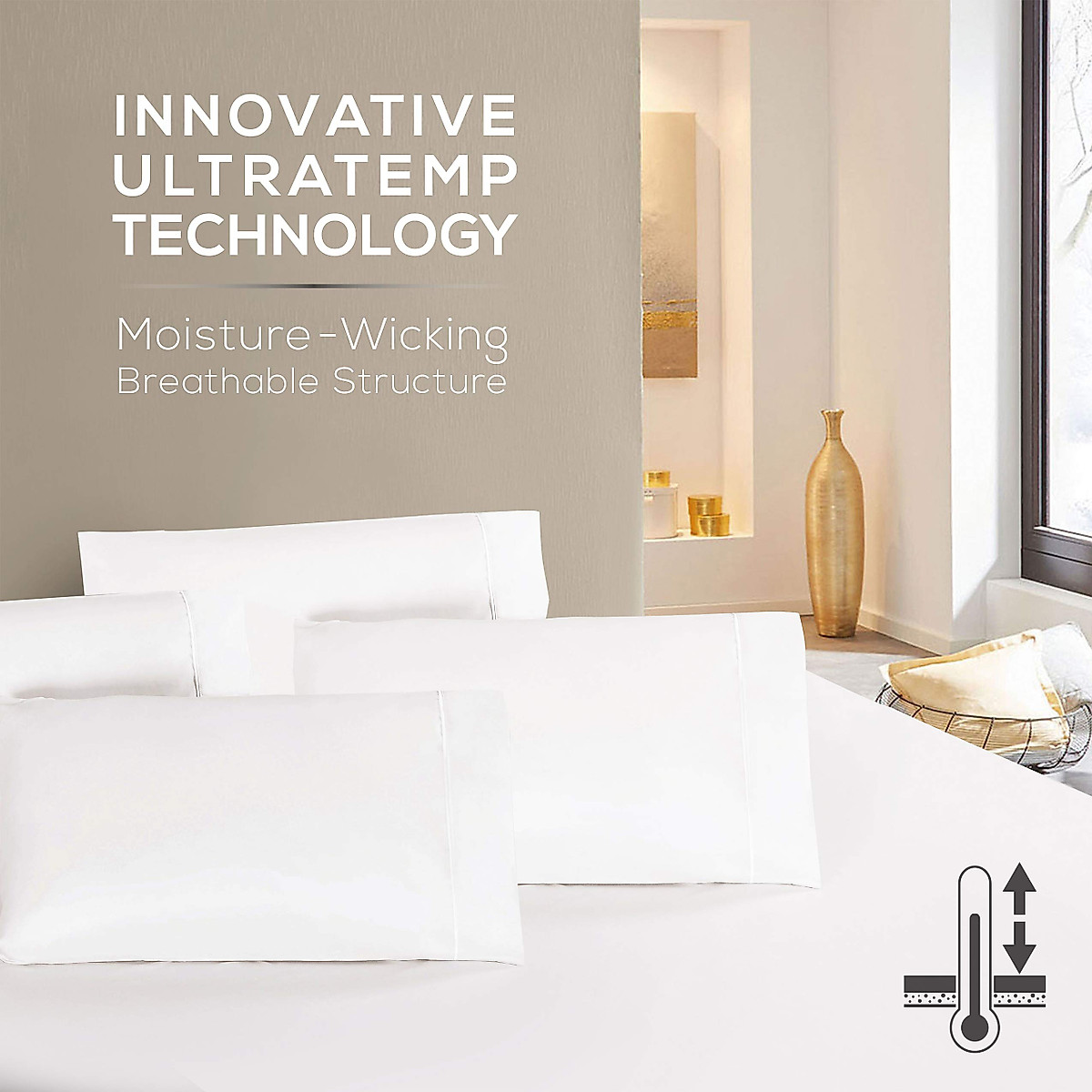 Mueller Luxury 6 PC Full Size Bed Sheets, Super Soft 1800, Deep Pocket up to 16" Full Size Sheets, Transfers Heat, Breathes Better, Hypoallergenic, Wrinkle-Resistant, Oeko-TEX, White