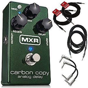 Dunlop M169 MXR Carbon Copy Analog Delay Guitar Effect Pedal M169 with 2 patch cables, 2 10 ft instrument cables, and 2 18 ft cables