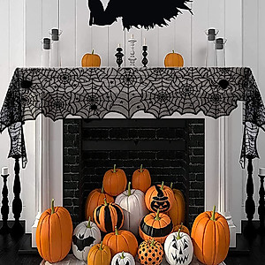Halloween Table Runner - Black Lace Spider Web Table Runners for Halloween Decor,Vivid Polyester Spider Web Tablecloth for Halloween Masquerade Party Dinner Table Decoration 18 X 72 Inch