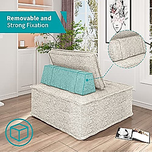 CECER Modular Sectional Sofa Couch, Armless Floor Sofa Couch, Convertible 3 Seats Sofa Bed, Oversized Variable Sectional Sofa Couches for Living Room, Free Combination 3 PC, Beige