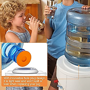 Sophico 5 Gallon Water Jug Cap, 55mm Water Bottle Caps, Silicone Reusable Bottles Lids Replacement, Non-Spill and Anti Splash (4 Pack, Orange)
