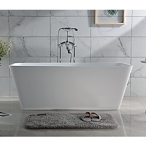 Dowell 076 59" Luxury Contemorary Stone Resin FREE STANDING Bathtub White Modern