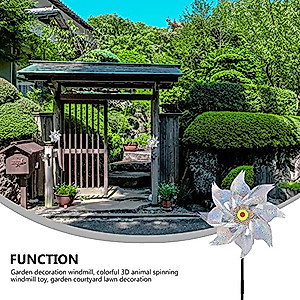 BESPORTBLE 5Pcs Reflective Pinwheels Bird Blinder Pinwheels Pinwheel Bird Deterrent Silver Holographic Windmills Keep Birds Away for Farm Garden Yard