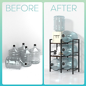 5 Gallon Water Jug Holder with 2 Layer Shelves, 4 Slot Water Jug Holder, Water Cooler Jug Rack, Water Jug Dispenser Stand Water Holder Stand Organizer for Home Kitchen 4 Slot With 2 Layer Shelf